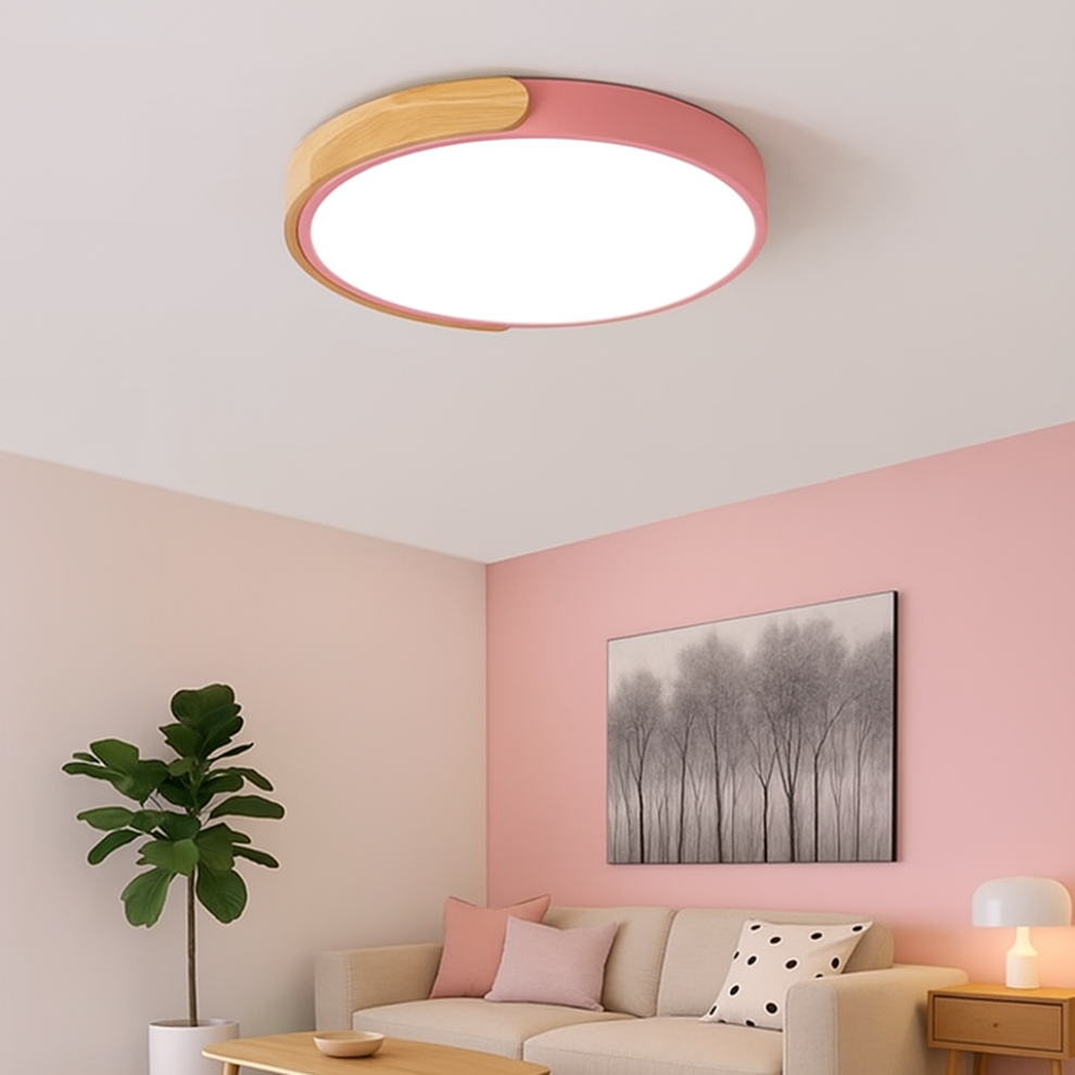 Ceiling Lights LED Modern Wood Flush Mount Dimmable Light Fixture ...
