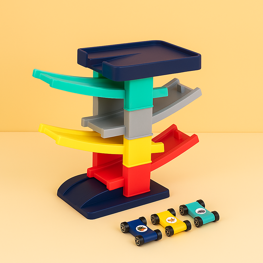 Pista per Auto Giocattolo Rampa Educativa Scivolante Set da Gioco Cors ...